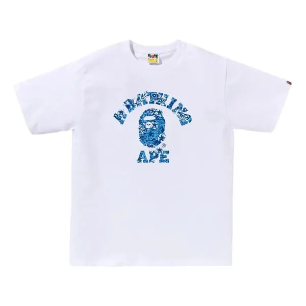 A BATHING APE Palm Resort Camo College T-shirt 'white Blue - White/blue