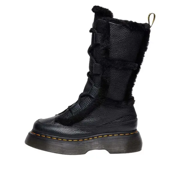 Dr. Martens Buzz Combat Boots With Fur Trim - Black