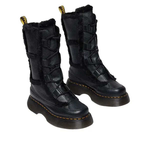Dr. Martens Buzz Combat Boots With Fur Trim