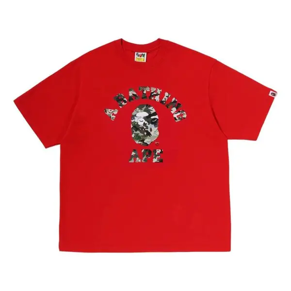 A BATHING APE Hybrid Camo College Relaxed Fit T-shirt - Red