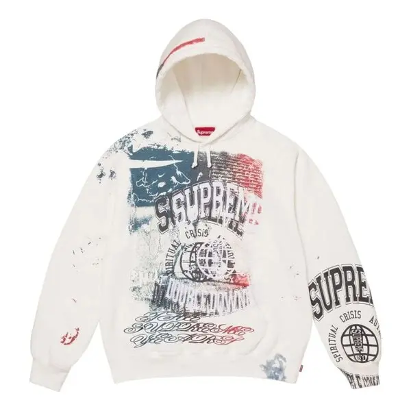 Supreme Ss26 Overprint Hooded Sweatshirt - White