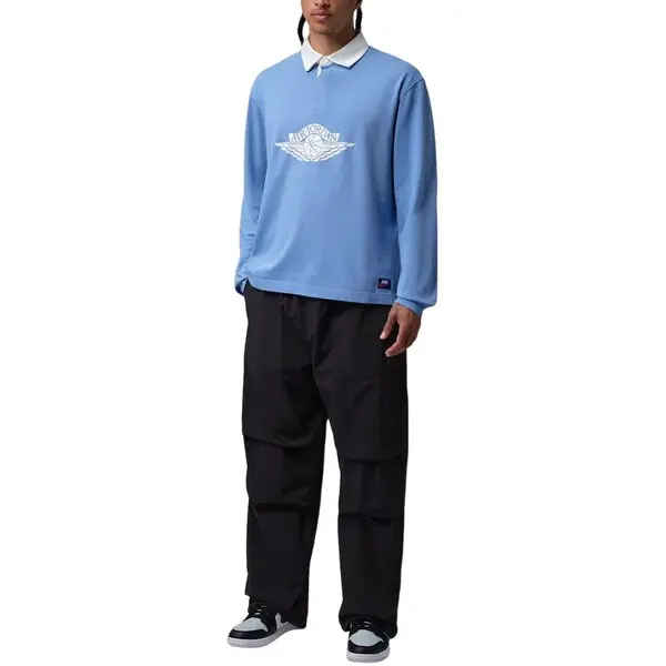 JORDAN Flight Essentials Rugby Long Sleeve Shirt - Blue/beyond Sail