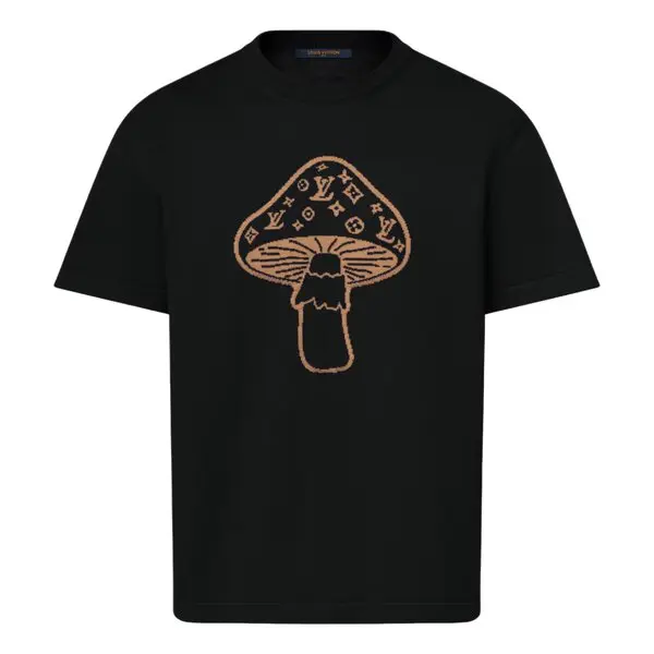 LOUIS VUITTON Short-sleeved Intarsia Crewneck T-shirt 'intarsia Mushroom - Black/brown
