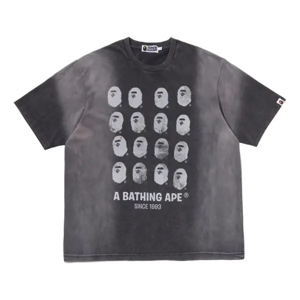 A BATHING APE Bleeched Multi Ape Head Logo Relaxed Fit T-shirt - Black
