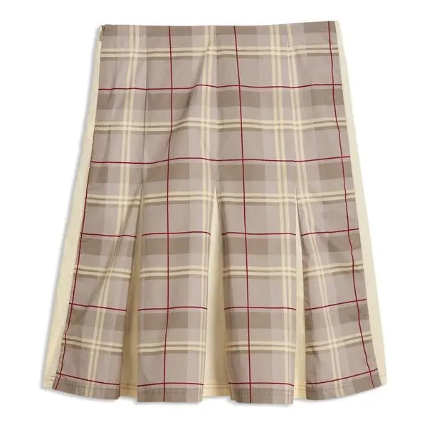 PUMA T7 Pleated Tartan Midi Skirt - Mouse Gray