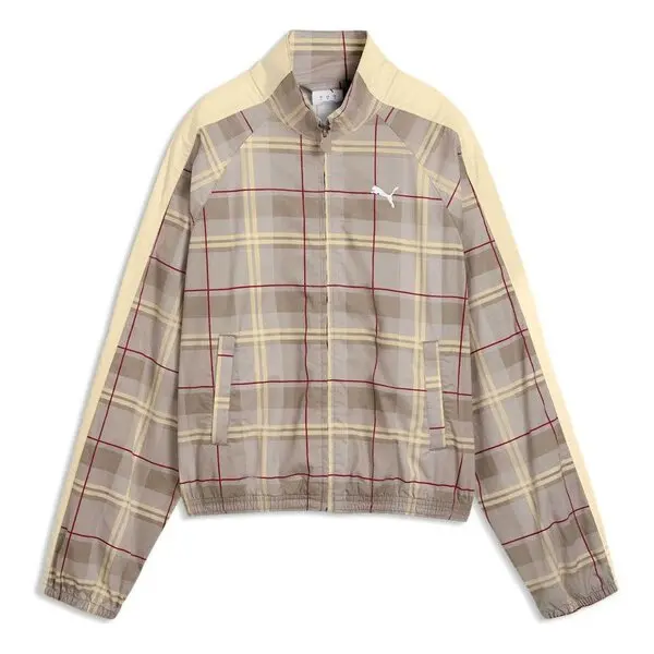 PUMA T7 Relaxed Tartan Jacket - Mouse Gray