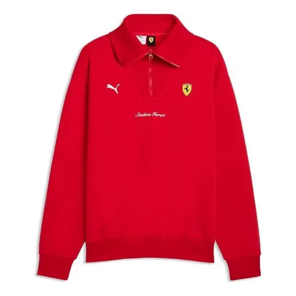 PUMA X Scuderia Ferrari Half-zip Fleece Crew Sweatshirt - Rosso Corsa