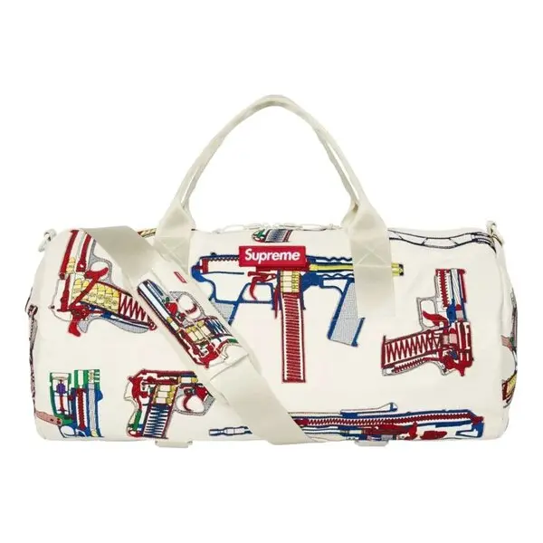 Supreme Ss26 Guns Embroidered Leather Duffle Bag