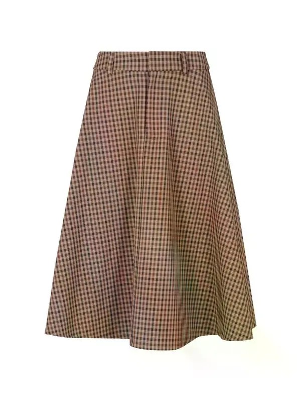 DONDUP Check Pattern Flared Midi Skirt