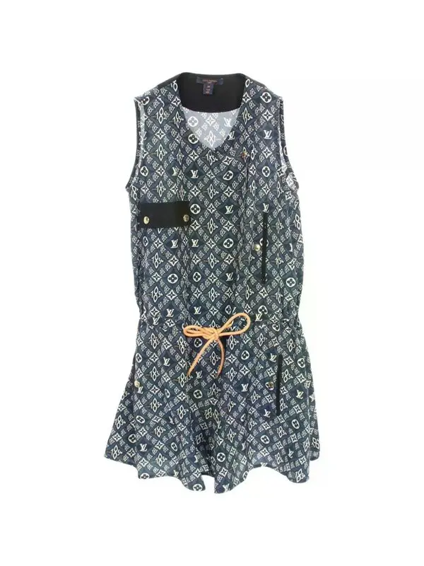 LOUIS VUITTON Monogram Sleeveless Midi Dress - Blue