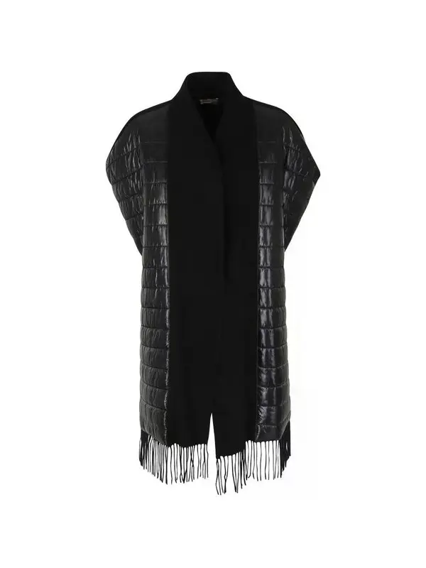 Herno Quilted Cape With Fringe Trim