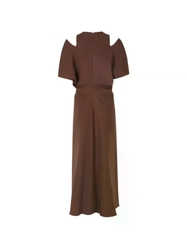 Federica Tosi Cold-shoulder Flared Midi Dress - Brown