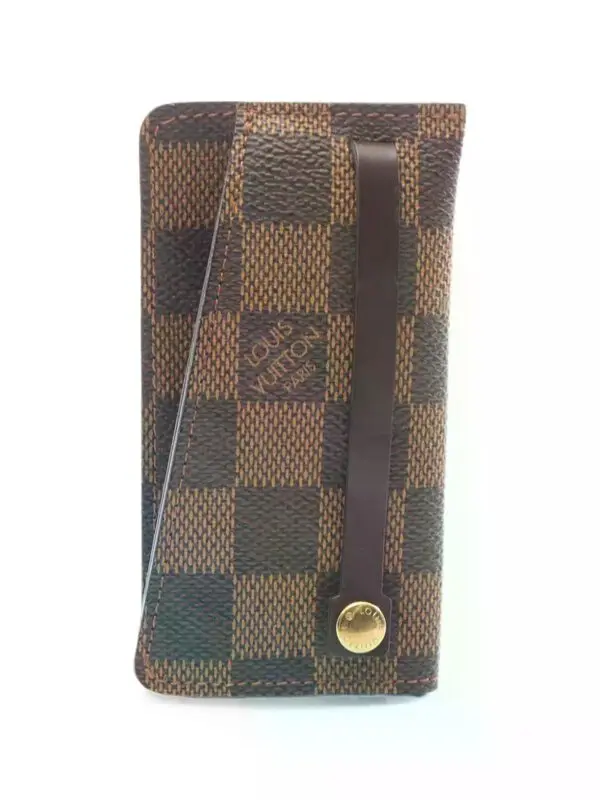 LOUIS VUITTON 2003 Pm Damier Ebene Clochette Key Case - Brown