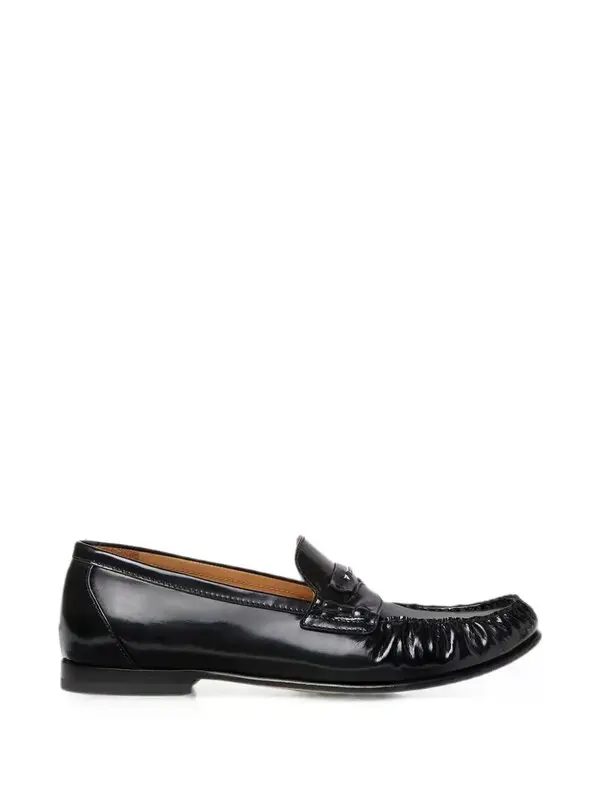 Fendi Scrunch Ruched Leather Loafers