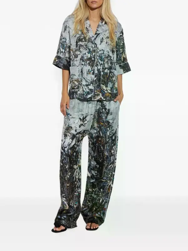 Munthe Abstract Print Silk Trousers