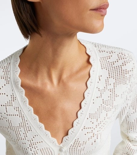 Chloé Pointelle Scalloped Cotton Cardigan