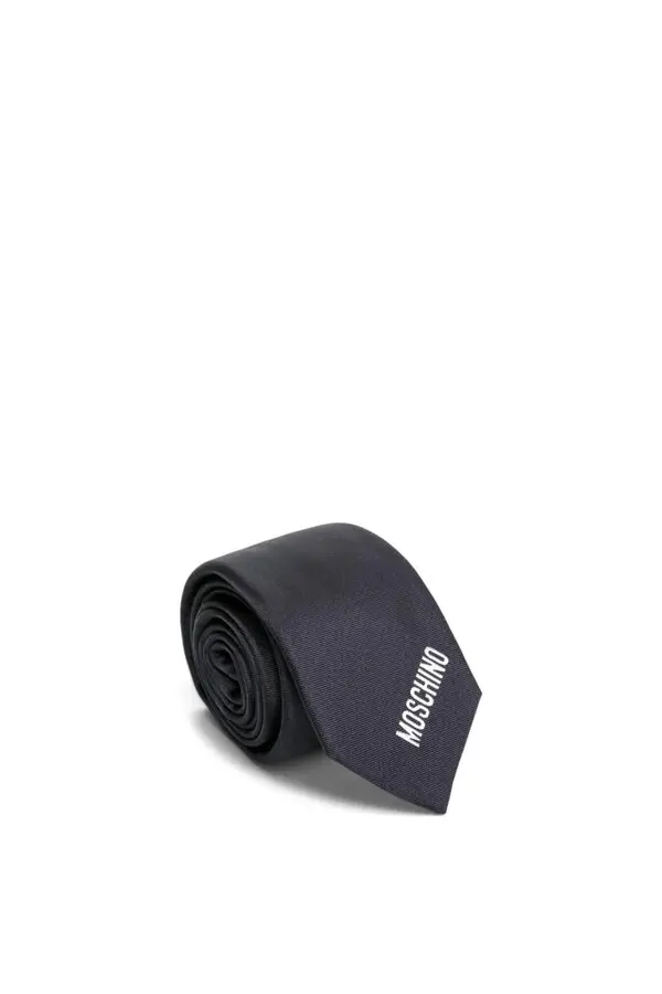 Moschino Jacquard Satin Tie - Navy Blue