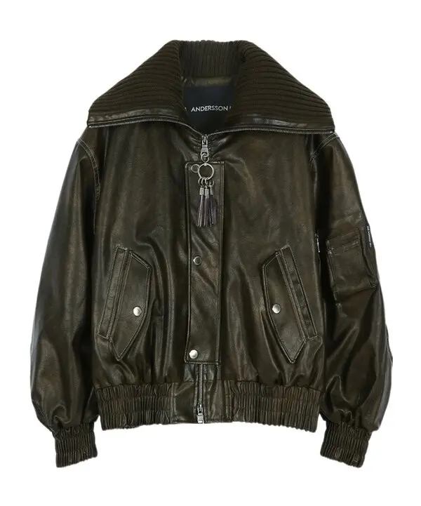 Andersson Bell Ma-1 Faux Leather Bomber Jacket