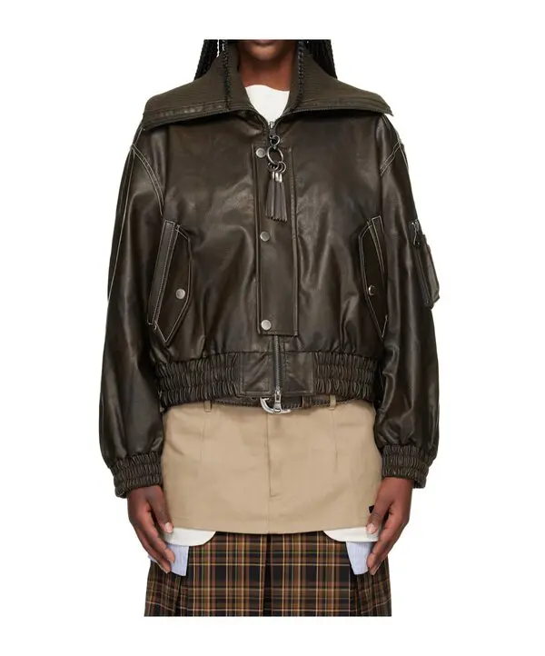 Andersson Bell Ma-1 Faux Leather Bomber Jacket