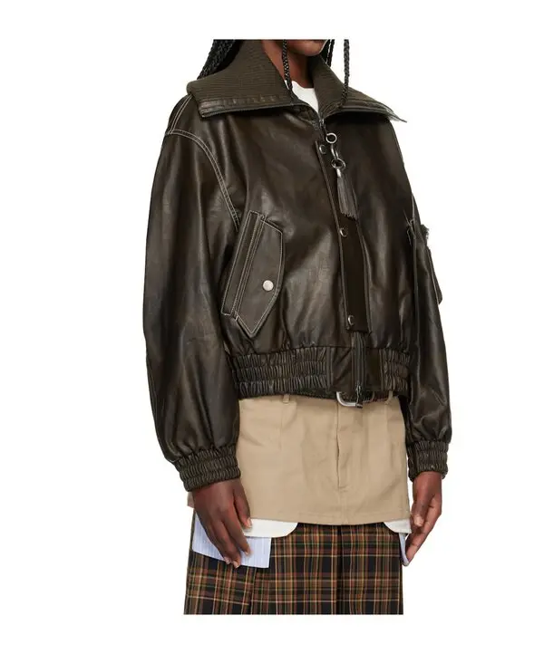 Andersson Bell Ma-1 Faux Leather Bomber Jacket