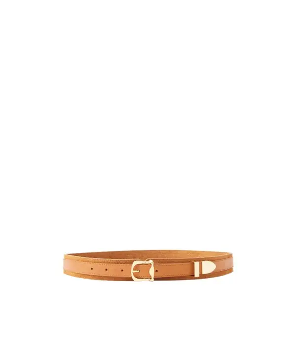 Giuliva Heritage Suede And Leather Waist Belt With Gold-tone Buckle - No