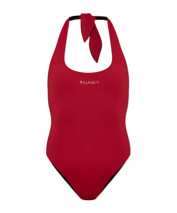 Balmain Lace-up One-piece Swimsuit - Red