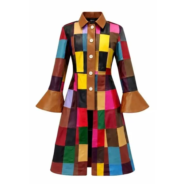 ZASTASTUDIO The Queen Of Hearts Italian Leather Patchwork Trench Coat - Black