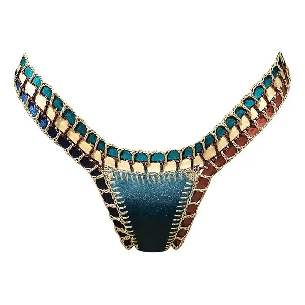 LUXSEA SWIMWEAR Teal Shimmer Crochet Bikini Bottom