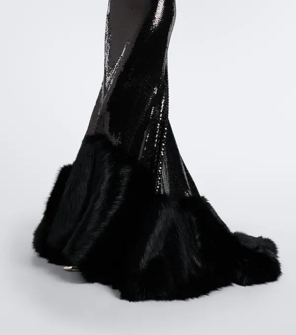 David Koma Sequined Gown - Black