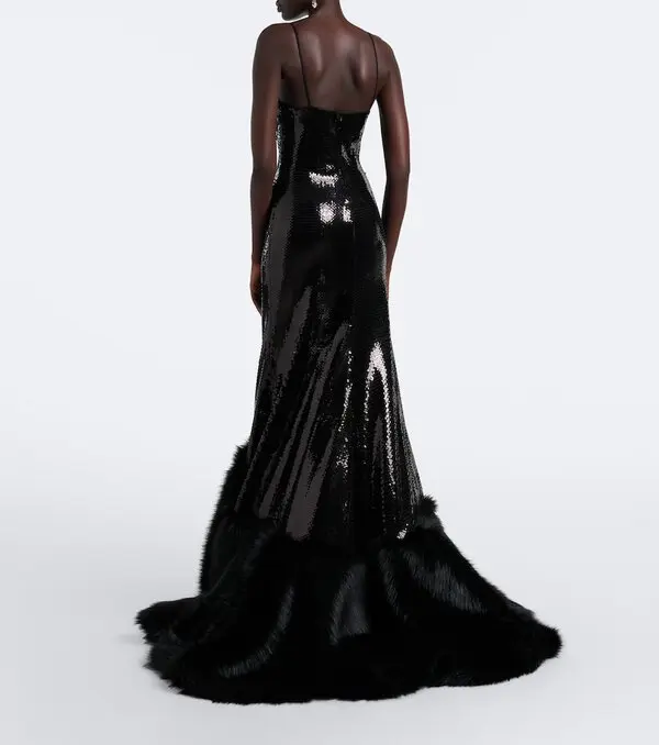 David Koma Sequined Gown - Black