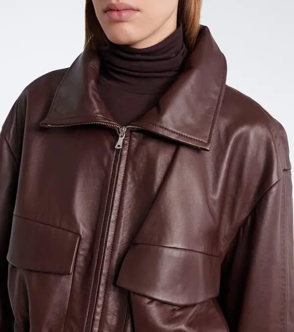 Nour Hammour Shearling-trimmed Leather Blouson Jacket - Brown