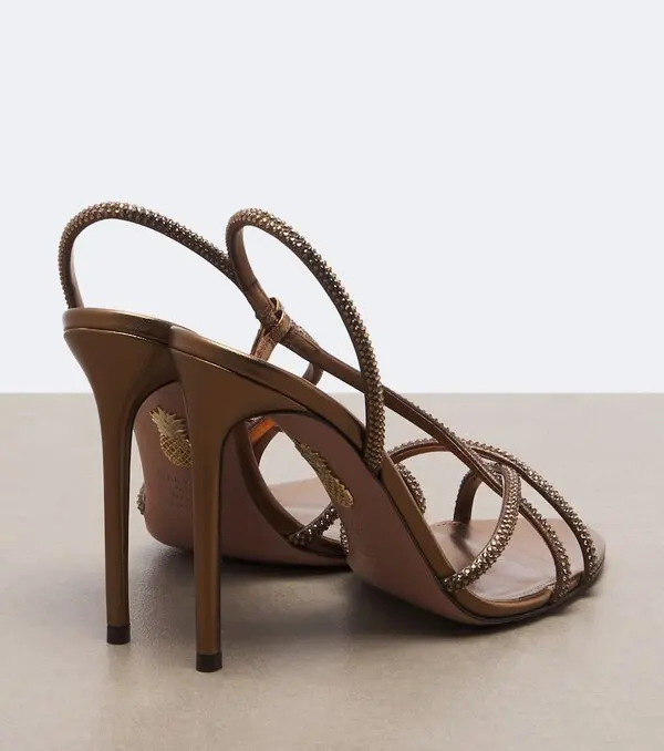 AQUAZZURA Horizon Crystal Embellished Leather Slingback Sandals