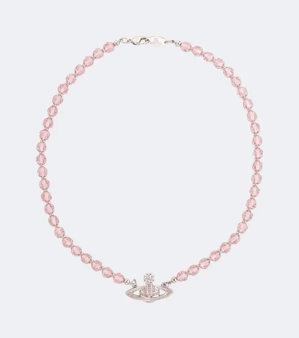 VIVIENNE WESTWOOD Messaline Crystal-embellished Choker - Pink