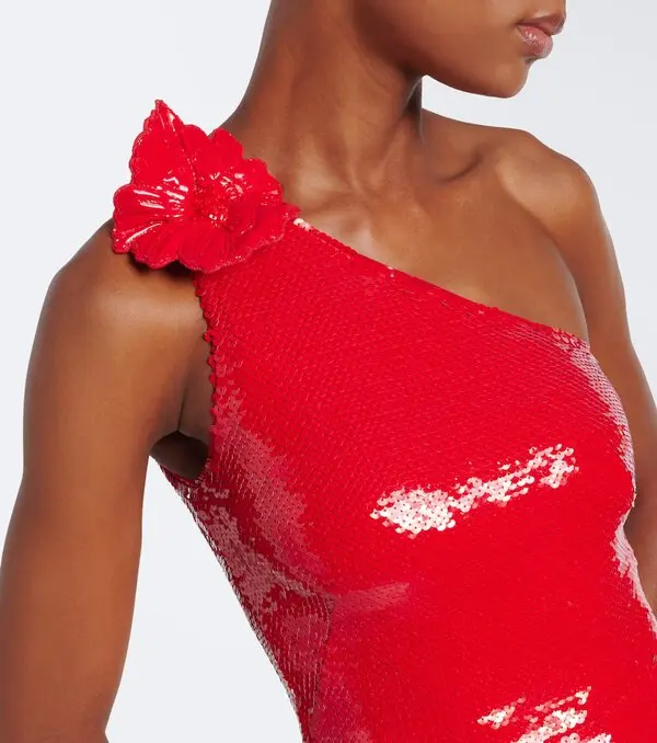 David Koma Sequined One-shoulder Gown