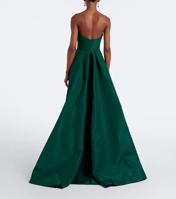 Monique Lhuillier Draped Strapless Silk Bustier Gown