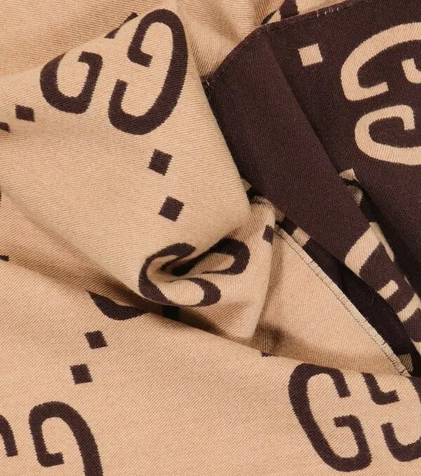 Gucci Gg Jacquard Wool And Silk Scarf - Multicoloured
