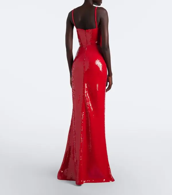 David Koma Floral-appliqué Sequined Gown