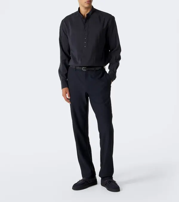 Giorgio Armani Waffle-knit Straight Pants - Blue