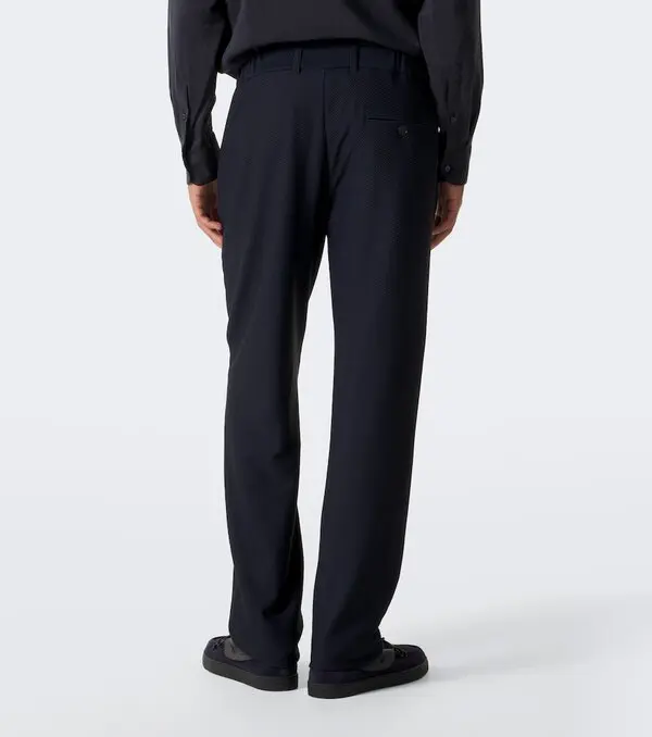 Giorgio Armani Waffle-knit Straight Pants - Blue