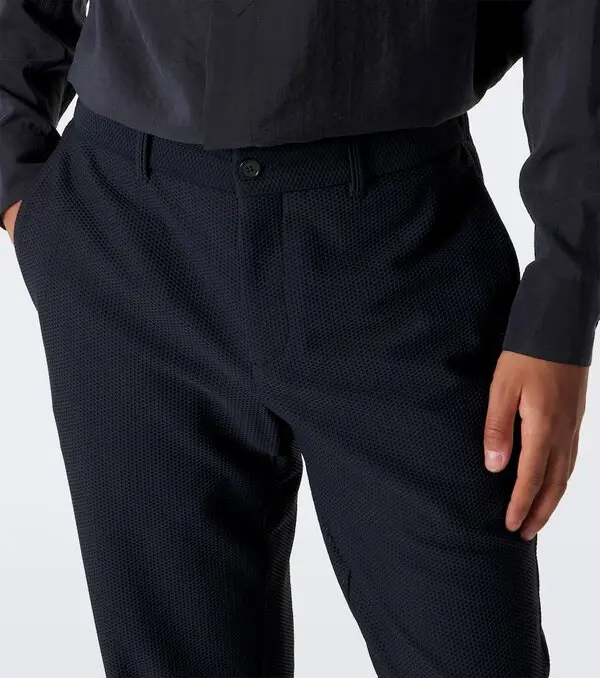 Giorgio Armani Waffle-knit Straight Pants - Blue