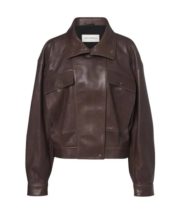 Nour Hammour Quincy Leather Blouson Jacket - Brown