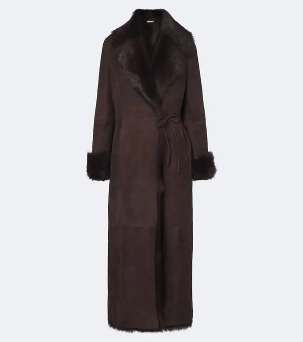 Nour Hammour Shearling Wrap Coat - Brown