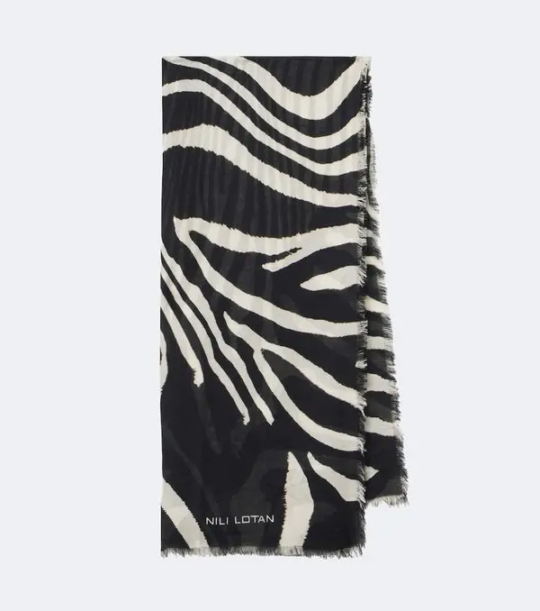 NILI LOTAN Zebra-print Scarf - Black