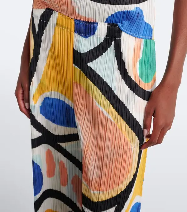 Issey Miyake Printed Pleated Wide-leg Pants - Multicoloured