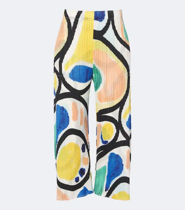 Issey Miyake Printed Pleated Wide-leg Pants - Multicoloured