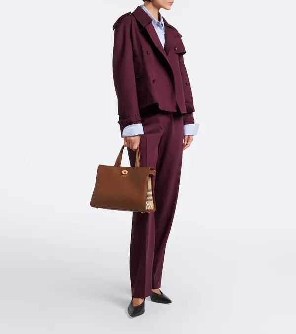 Burberry Cotswolds Check Small Leather Tote Bag