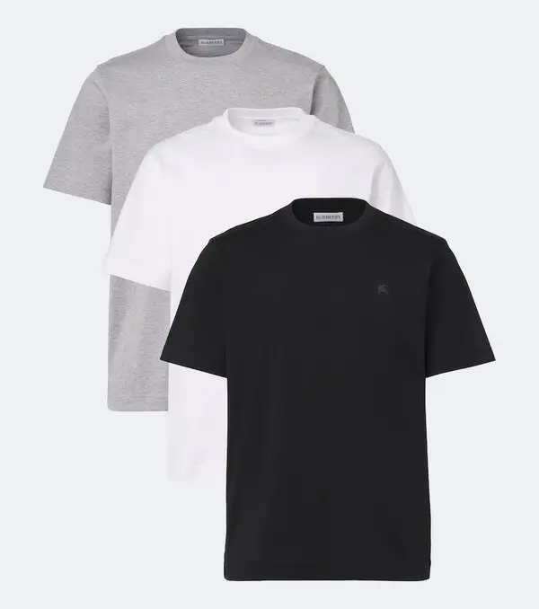 Burberry Ekd Set Of 3 Cotton Jersey T-shirt - Black
