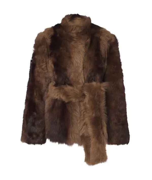 Nour Hammour Shearling Jacket - Sable