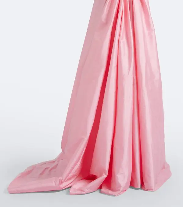 Monique Lhuillier Draped One-shoulder Bustier Gown