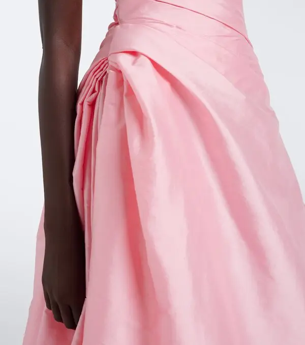 Monique Lhuillier Draped One-shoulder Bustier Gown